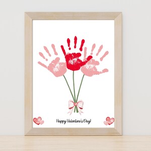 Valentine Handprint Craft for Kids | Flower Bouquet Keepsake Printable ...