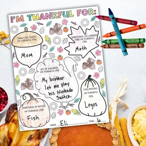 Thanksgiving "i'm Thankful For" Coloring Sheet Printable - Gratitude ...