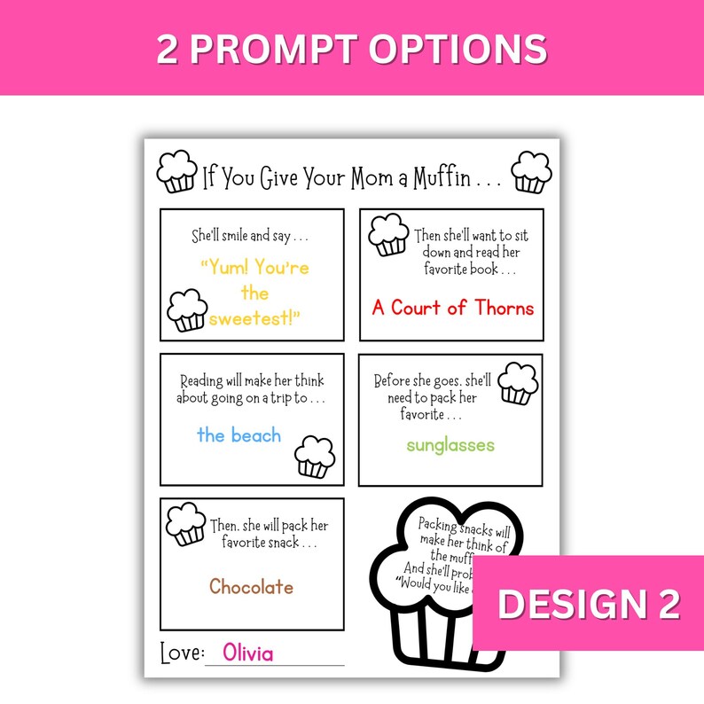 Mother's Day Muffin Keepsake: Kids Activity, Printable PDF (8.5x11 & A4 ...