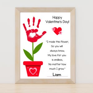 Valentine Handprint Craft for Kids, Flower Poem, Fun Valentine Activity ...