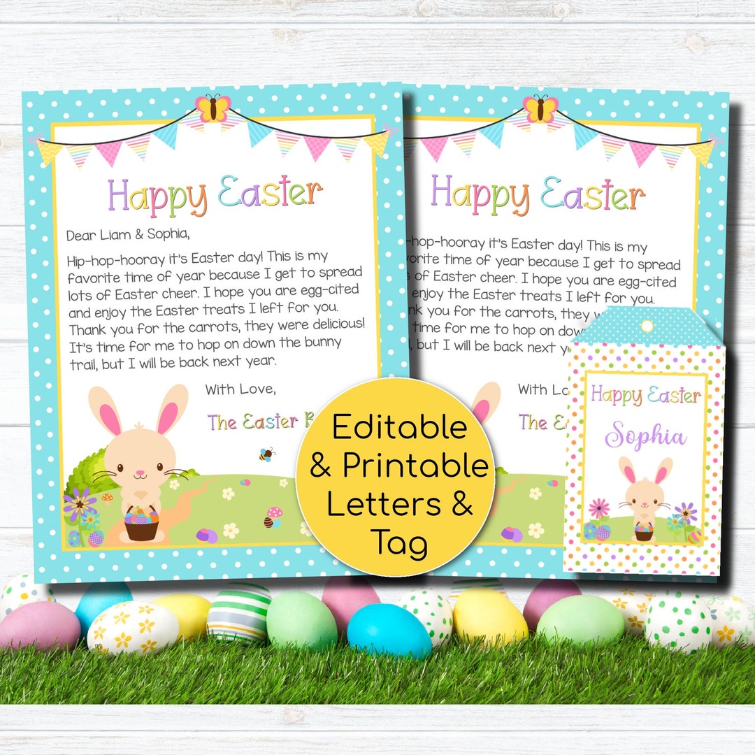 Easter Bunny Letter, Easter Letter, Kids Easter Letter, Printable ...