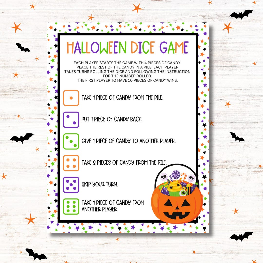 Halloween Dice Game: Kids Candy Party Activity (PDF Download 8.5x11) - Etsy