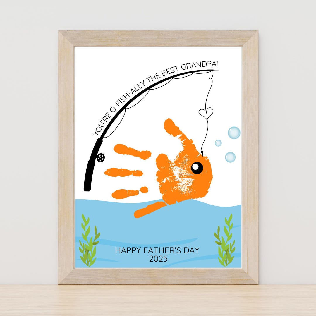 Father's Day Handprint Craft: Grandpa Fishing Gift (instant Download ...