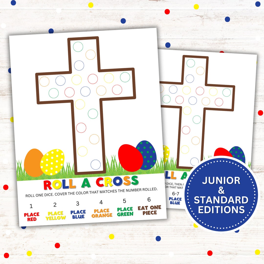 Roll a Cross Printable Game Easter Activity Instant Download Full ...