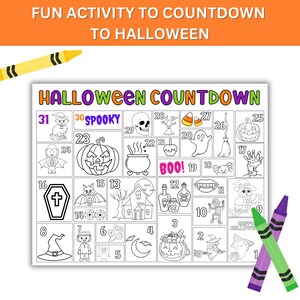 Halloween Countdown Coloring Printable | 31-day Countdown | Instant ...
