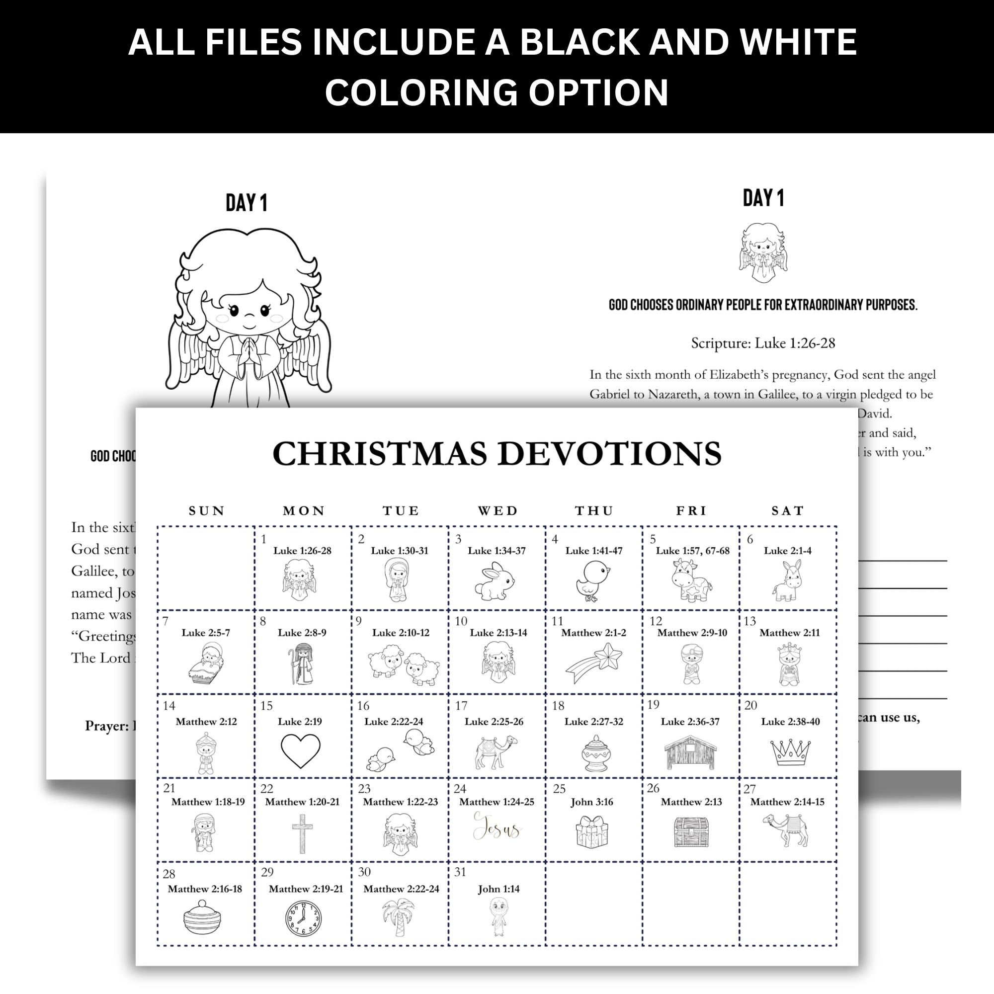 Nativity Advent Printable, 31-day Christmas Devotional for Kids ...