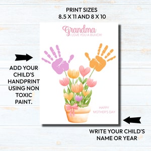 Mother's Day Handprint, Mother's Day Gift Grandma, Flower Handprint ...