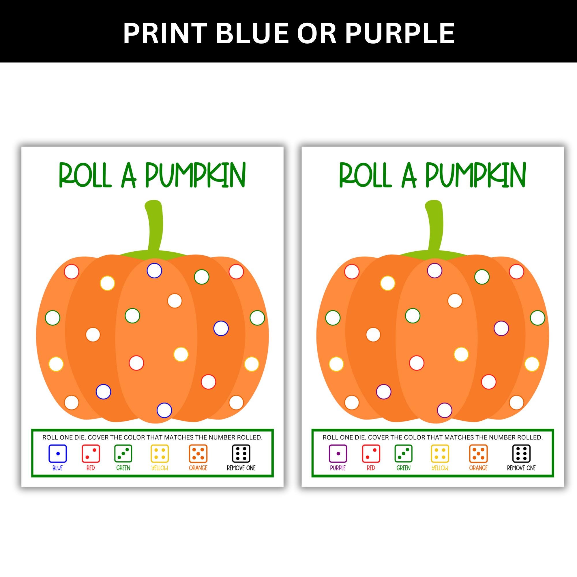 Halloween Dice Game Printable: Kids Classroom Activity (PDF Download, 8 ...