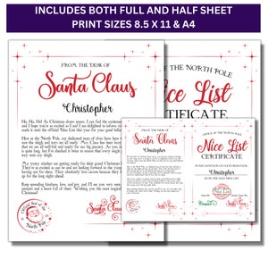 Personalized Letter From Santa and Official Nice List Certificate ...