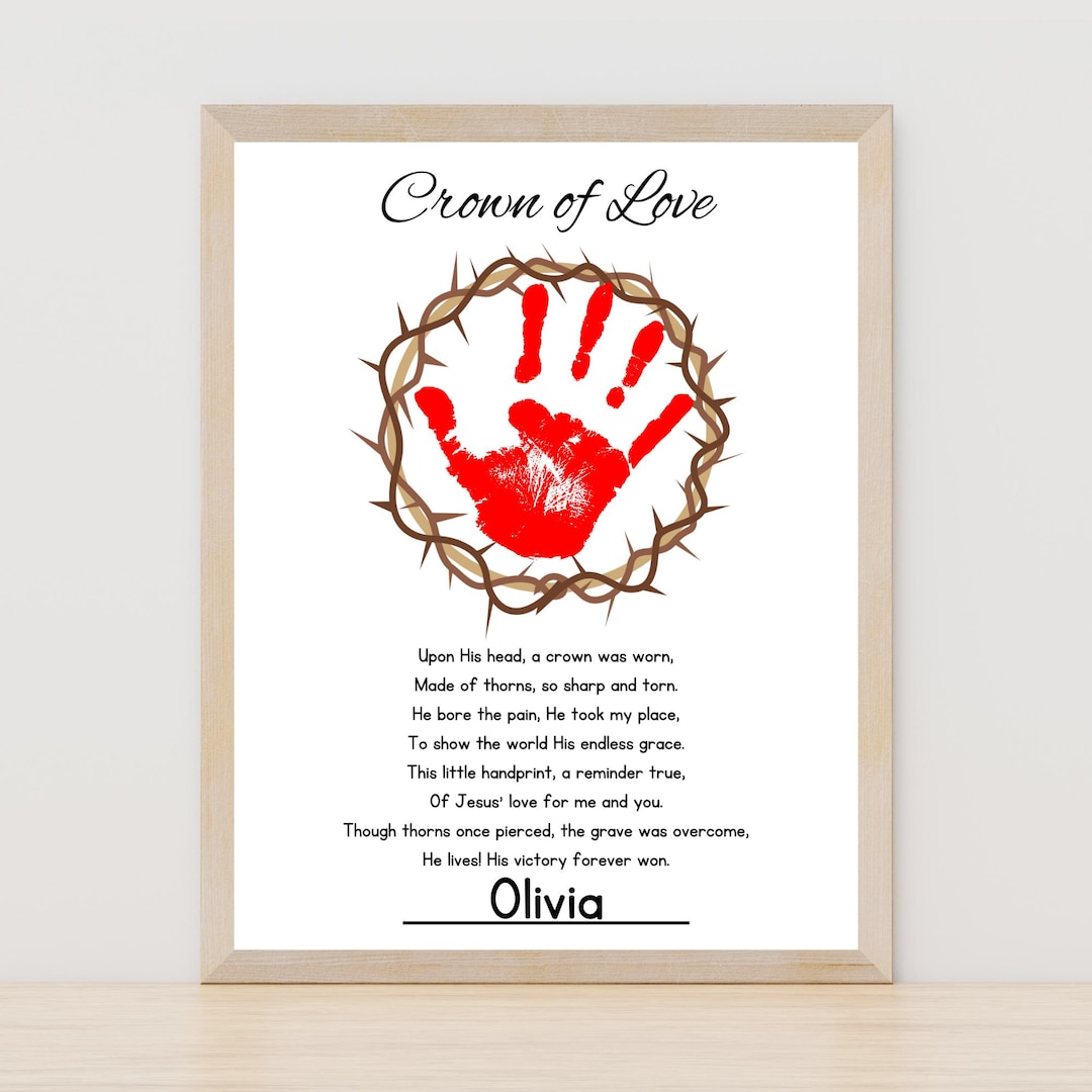 Crown of Thorns Poem Handprint | Christian Easter Printable | PDF, 8x10 ...