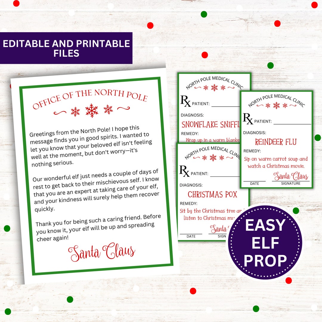 Elf Prop Doctor Scripts, Santa's 'doctor's Note', Christmas Elf Props ...