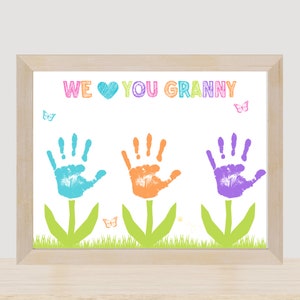 Mother's Day Flower Handprint Craft, Gift for Grandma - Granny, Kids ...