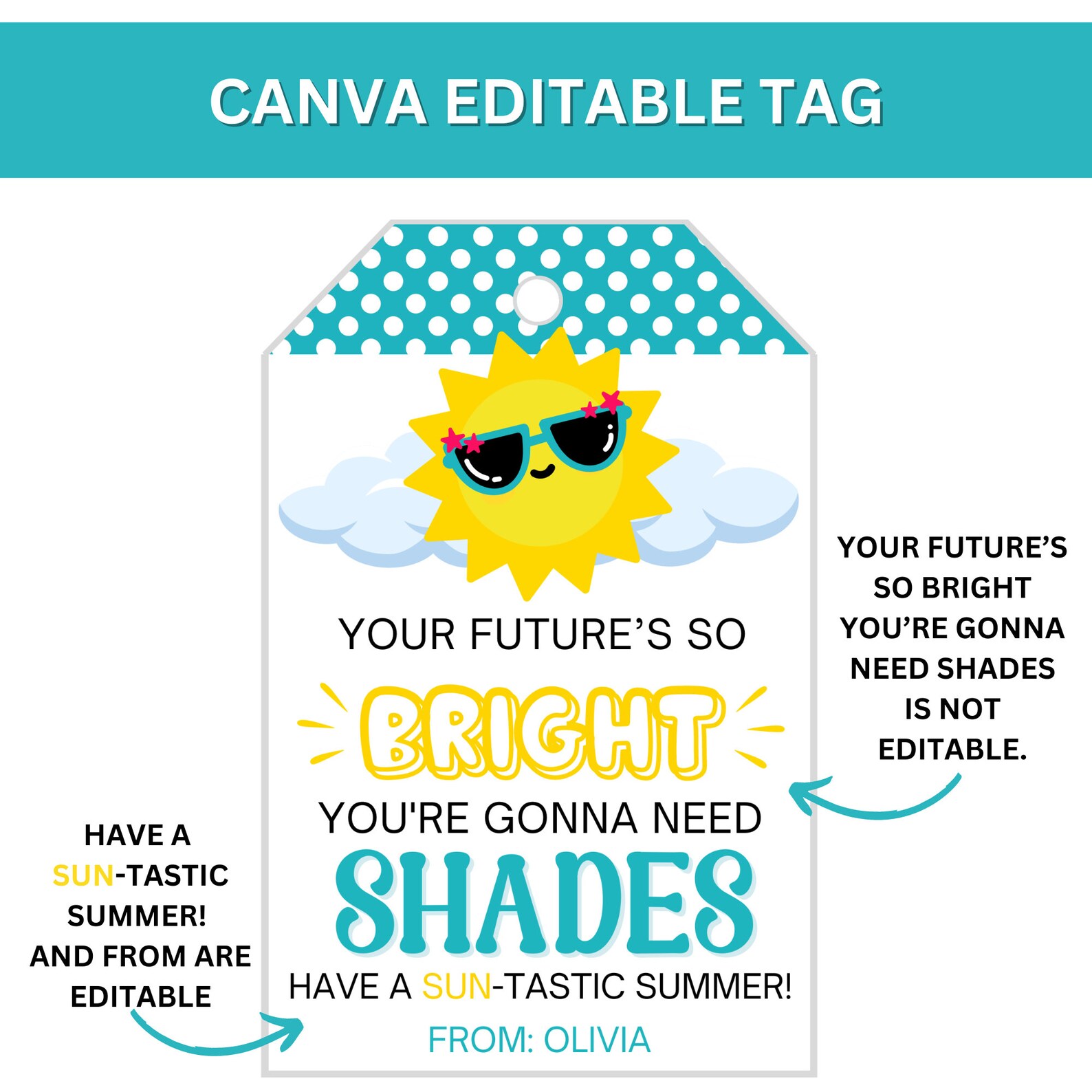Your Future's so Bright You're Gonna Need Shades Gift Tag End of School Year Graduation ...