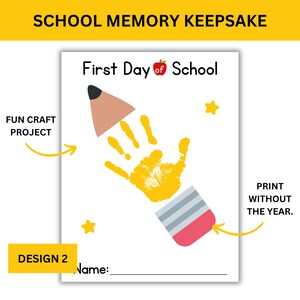 First Day of School Handprint Craft, Back to School Printable, School ...