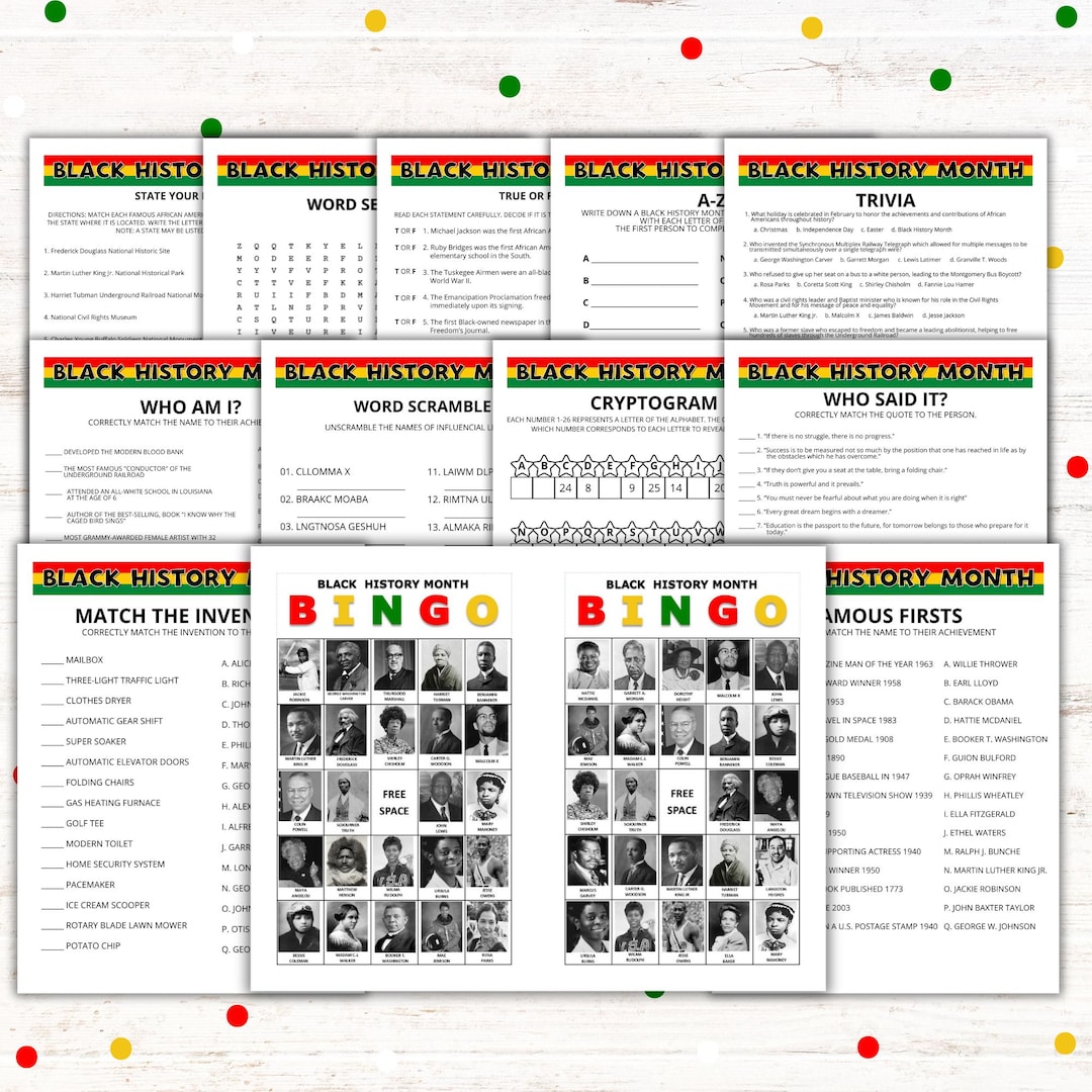 Black History Month Games | Black History Bingo | Educational Printable ...