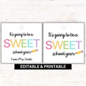 Editable Back to School Gift Tags: Sweet School Year, Canva Template ...