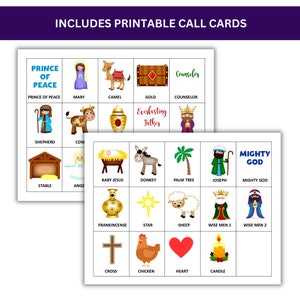 Nativity Bingo Game Printable 36 Unique Cards Sunday School, Christmas ...