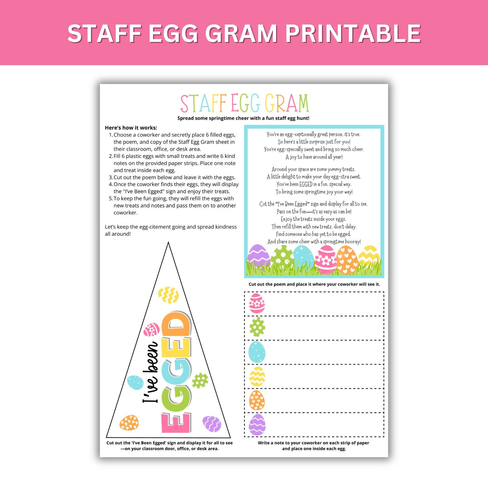 Staff Egg Gram Printable | You've Been Egged Office Game | Teacher ...