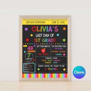 Editable School Sign | First and Last Day | Canva Template | Instant ...