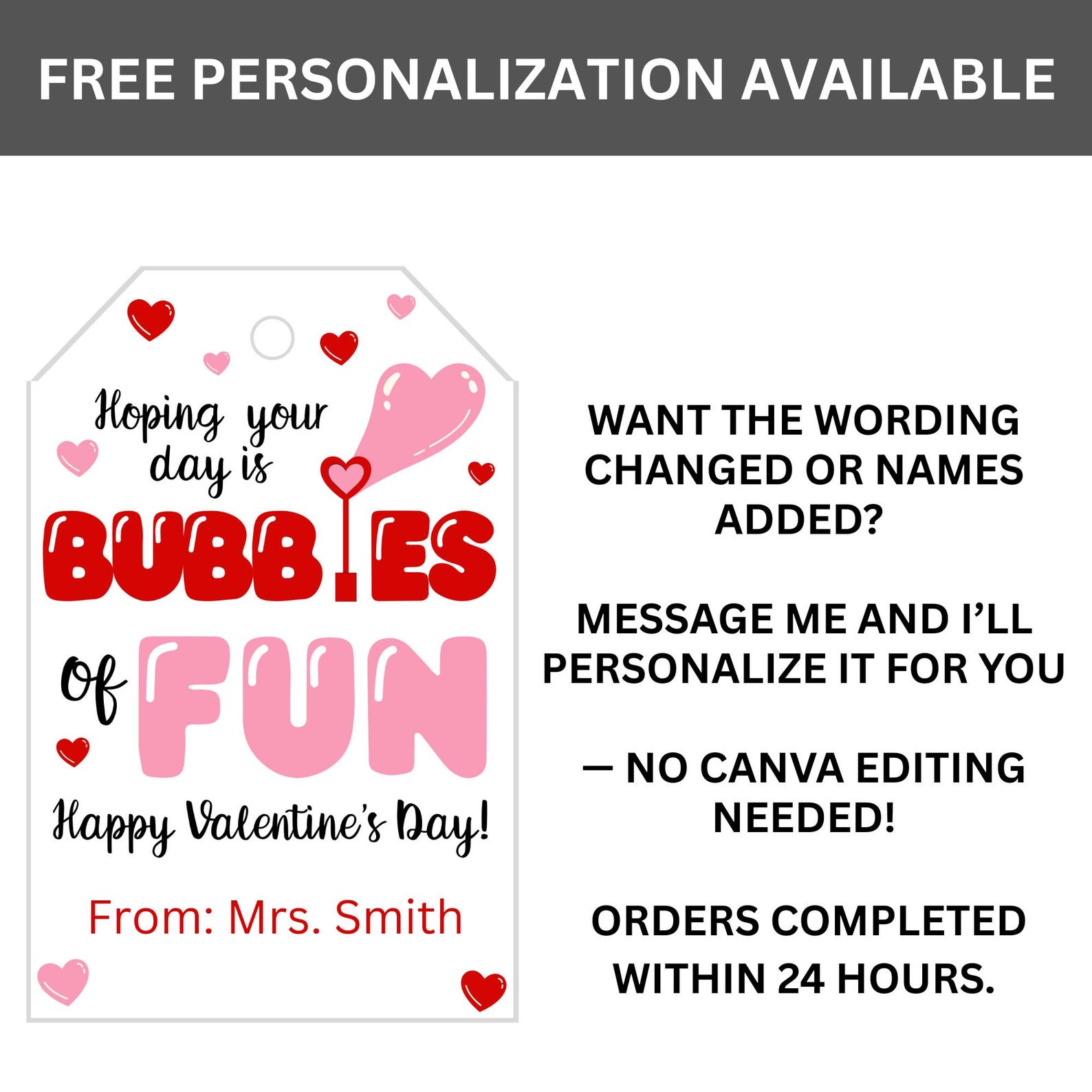 Bubbles Valentine Tag Printable | Bubble Valentine Gift for Kids - Etsy