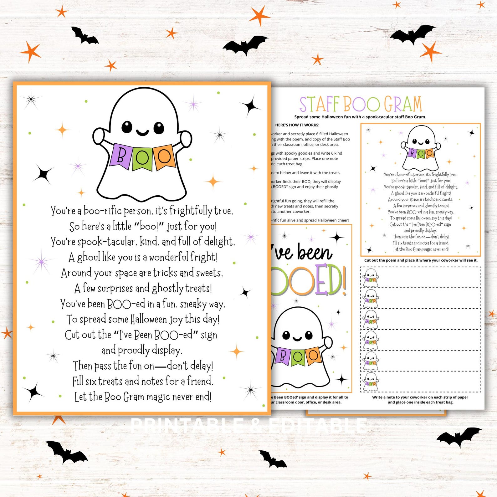 Staff Boo Gram Printable: Halloween Office Game (PDF Download 8.5x11 ...