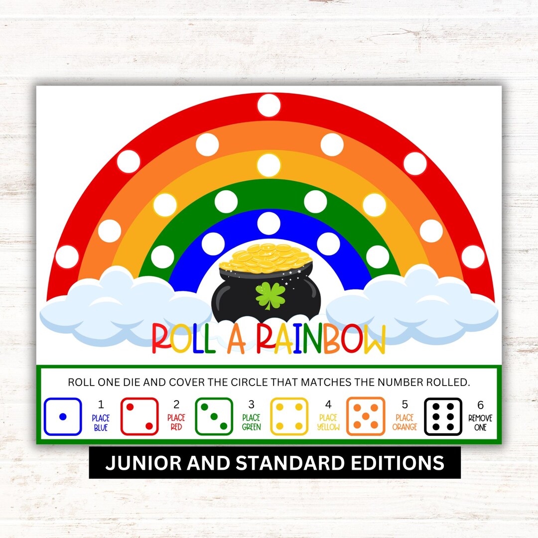 St Patrick’s Day Game Printable | Roll a Rainbow Math Dice Game ...