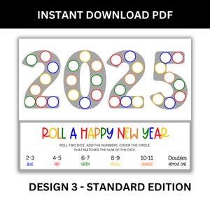 2025 Kids New Year Dice Game: Fun Printable Activity (PDF) - Etsy