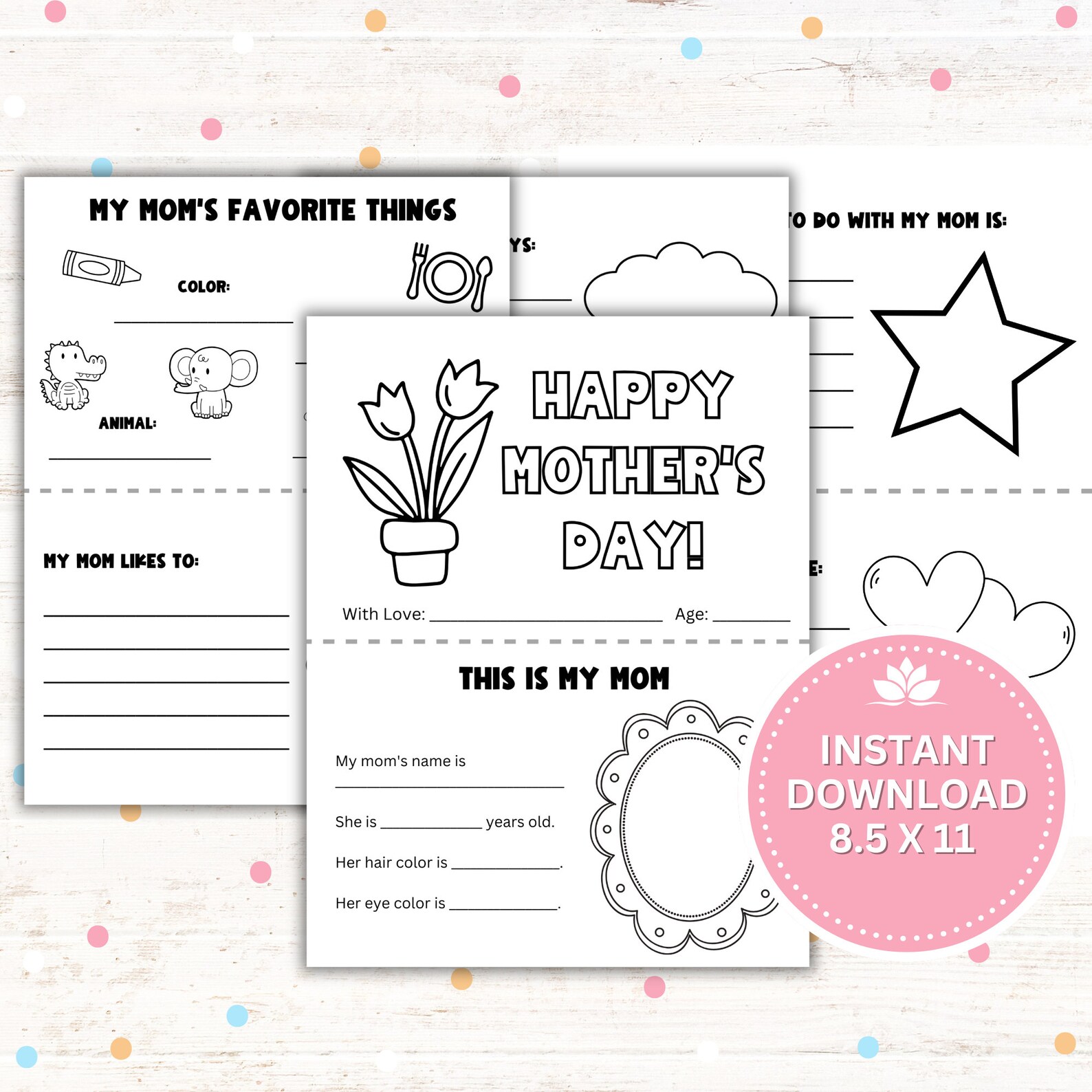 Printable Mother's Day Booklet - Fun Prompts for Kids to Complete About ...