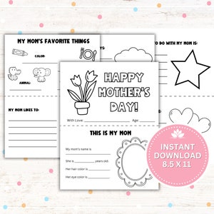 Printable Mother's Day Booklet - Fun Prompts for Kids to Complete About ...