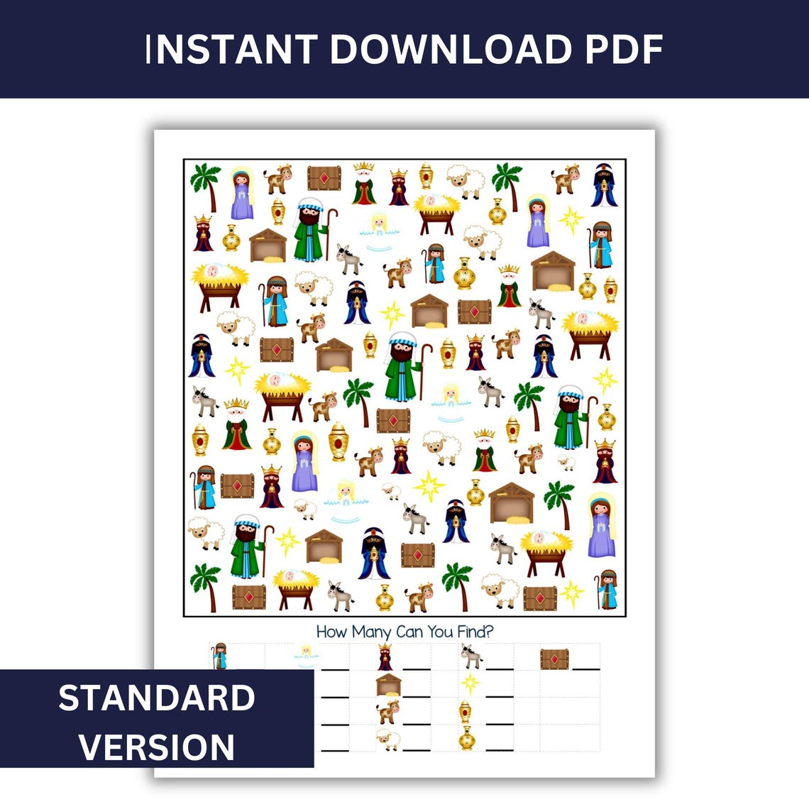 Nativity Seek and Find Game: Christmas Printable Activity (instant ...
