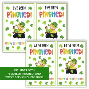 You've Been Pinched Signs, St. Patrick's Day Printable, Leprechaun ...