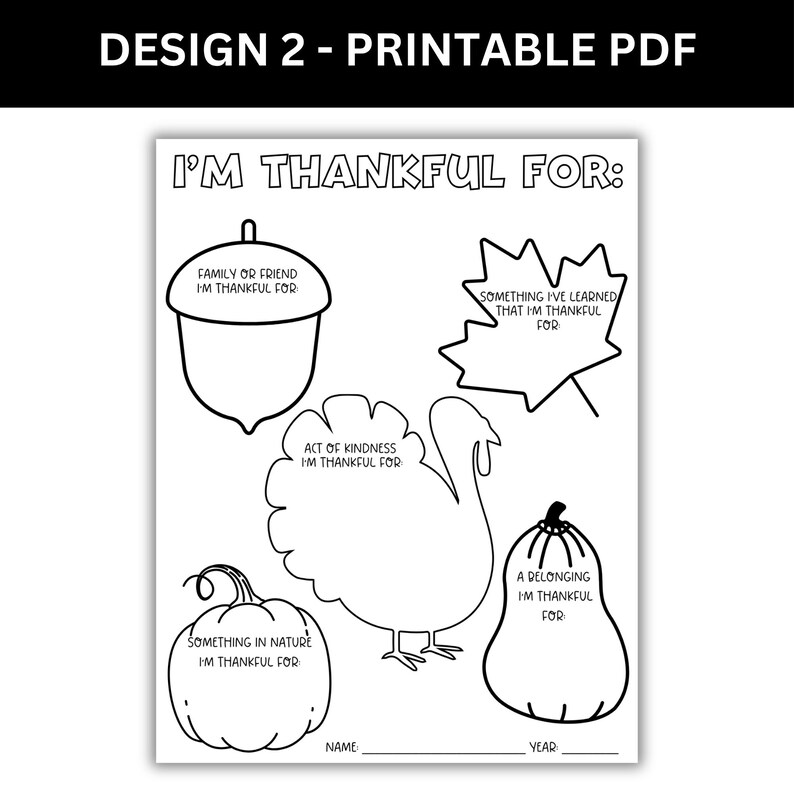 Thanksgiving "i'm Thankful For" Coloring Sheet Printable - Gratitude ...