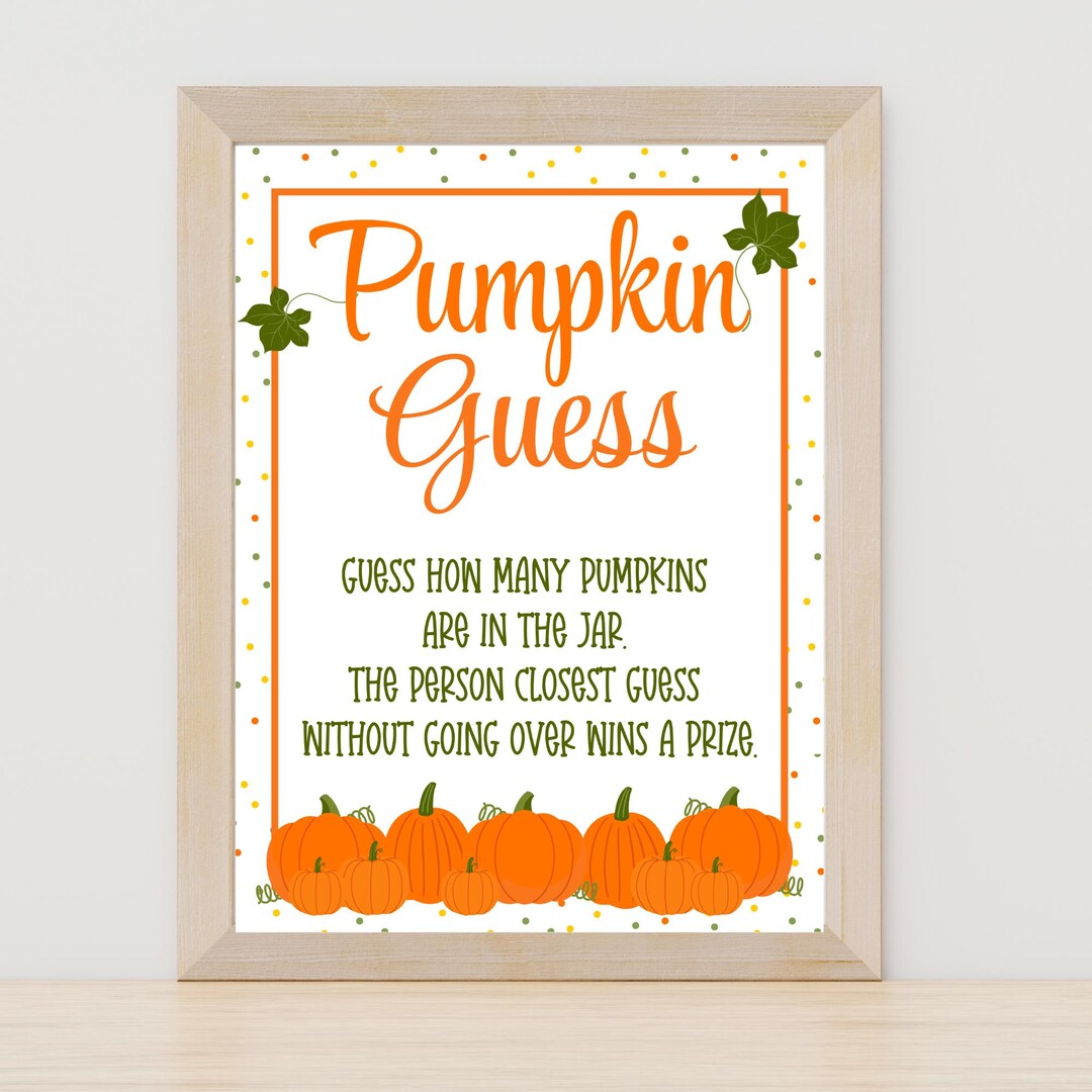 Pumpkin Guessing Game Printable Sign & Guess Slips - Halloween Party - Etsy