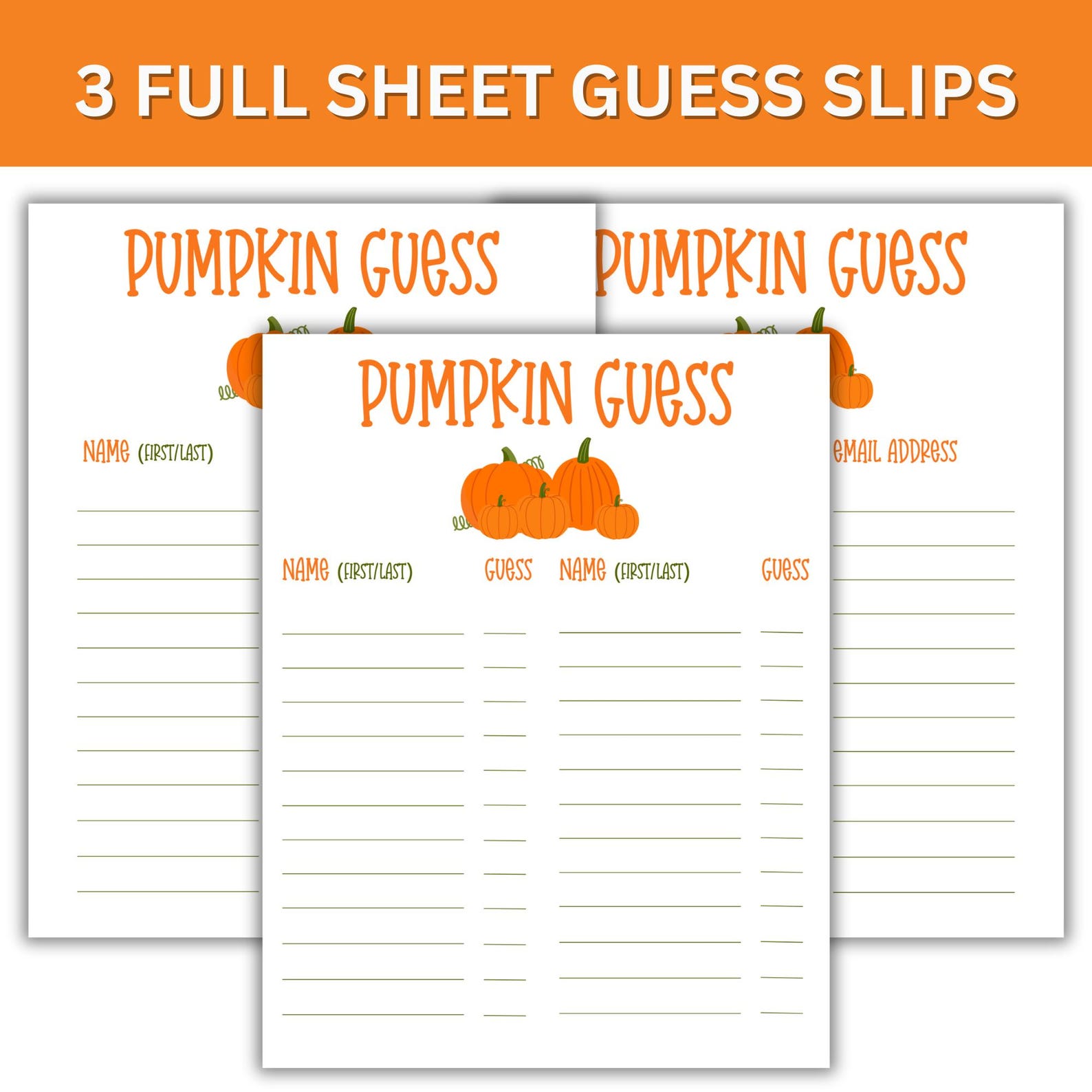 Pumpkin Guessing Game Printable Sign & Guess Slips - Halloween Party - Etsy