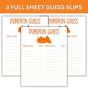 Pumpkin Guessing Game Printable Sign & Guess Slips - Halloween Party - Etsy