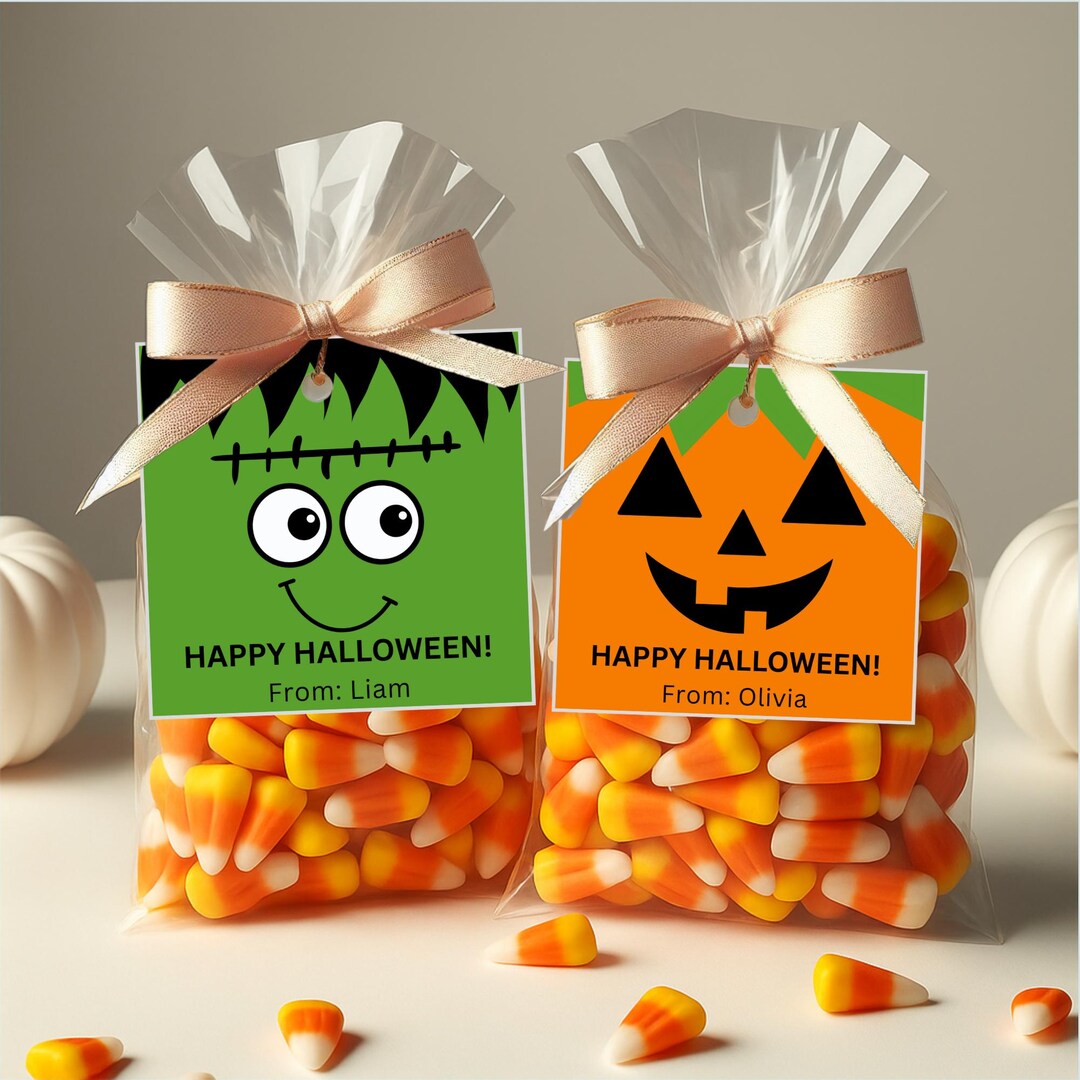 Editable Halloween Gift Tags, Pumpkin, Ghost, Cat, Frankenstein (PDF ...