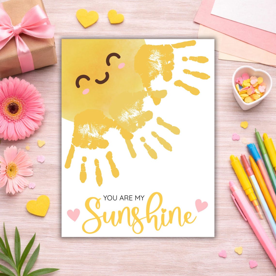 You Are My Sunshine Handprint Printable Craft, Mother's Day Keepsake ...