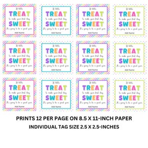 Back to School Editable Gift Tags, Printable Tags, First Day Sweet ...