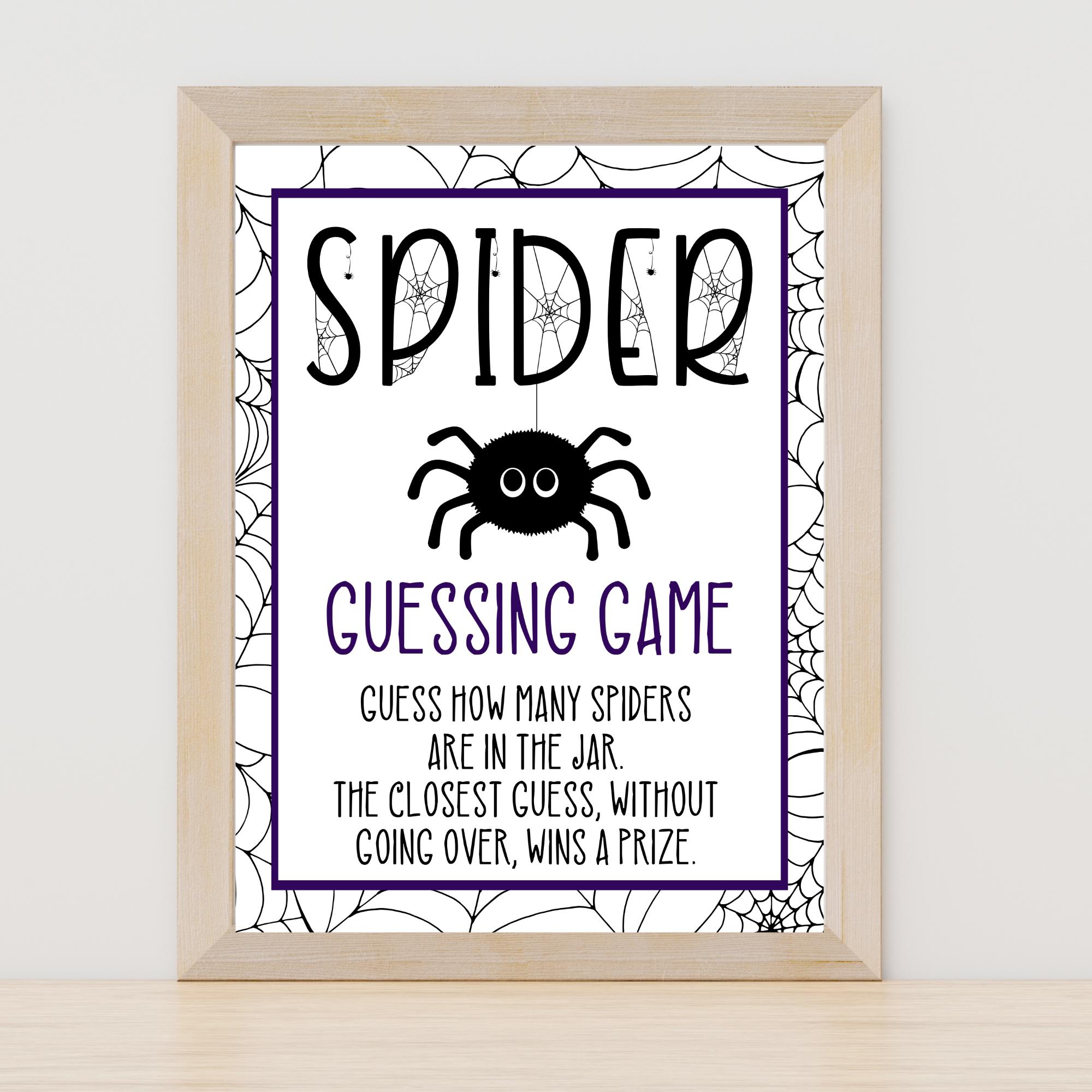 Halloween Spider Guessing Game: Printable Party Activity (instant ...