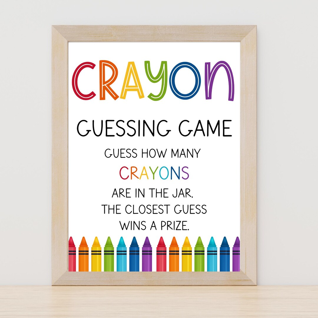 Guess How Many Crayons Game: Back to School Party Printable (PDF ...