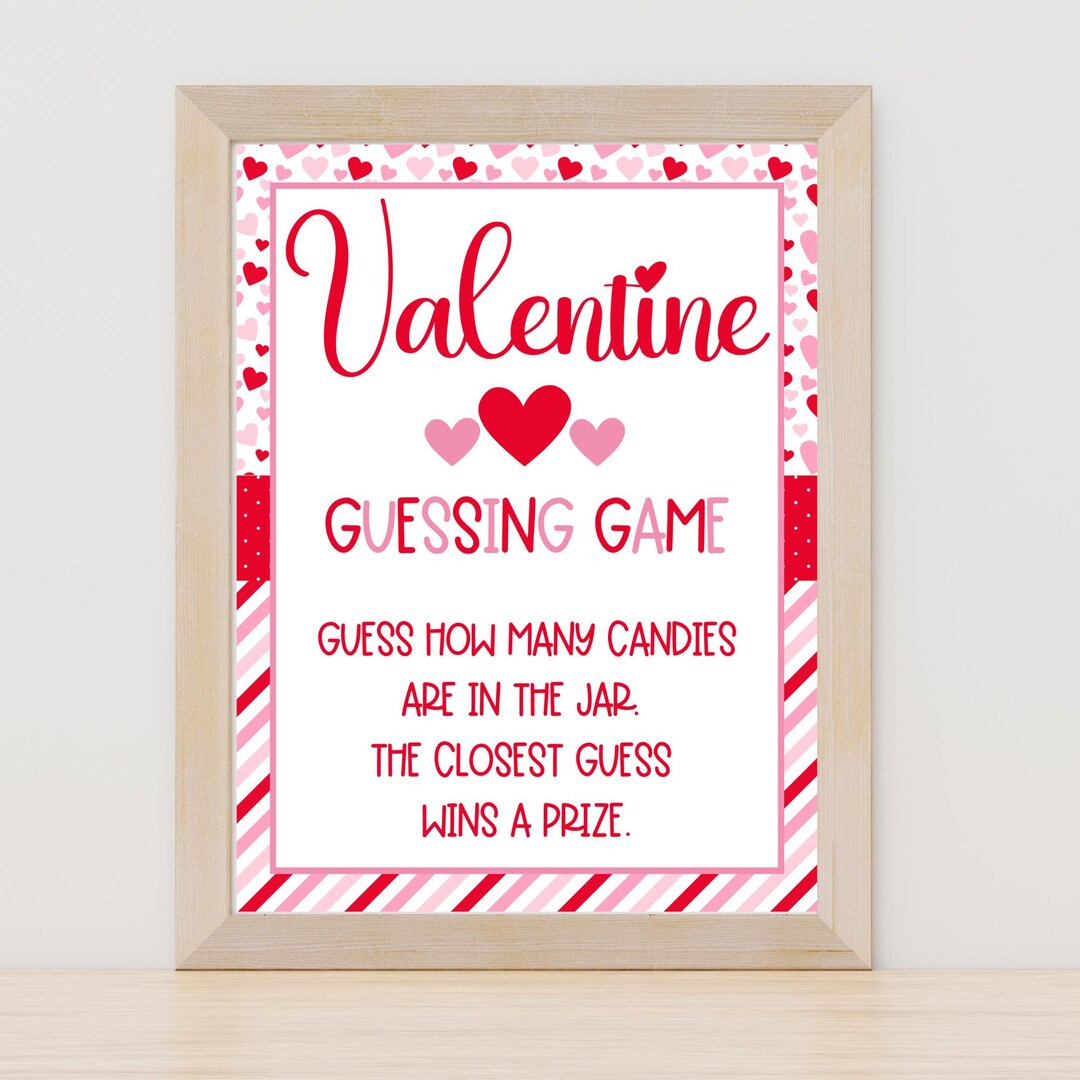 Valentine Games | Guess How Many Candies in the Jar | Printable Party ...
