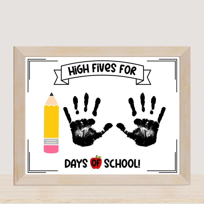 100th Day of School Handprint Craft: "high Fives" Keepsake (PDF) - Etsy