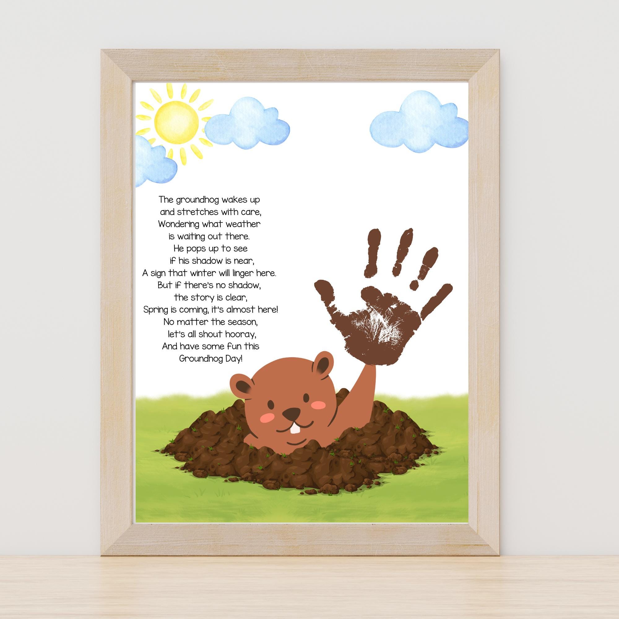 Groundhog Day Handprint Craft: Poem Printable (instant Download) - Etsy