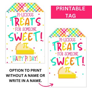 Pi Day Gift Tags, Printable Pie Day Treat Tag, Pi Day Fun, March 14th ...