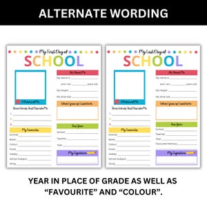 School Questionnaire Printable | All About Me Sheet | First and Last ...