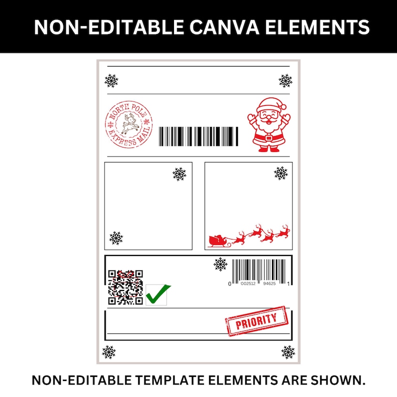 Printable Santa Label | Editable Christmas Gift Tag | Canva Template ...