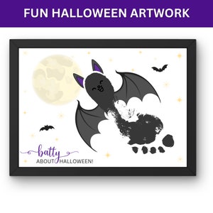 Batty About Halloween Footprint Printable | Kids Halloween Craft | Bat ...