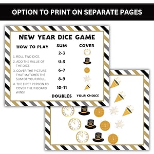 New Year Dice Game Printable | Fun 2025 Kids Game | New Year’s Eve ...
