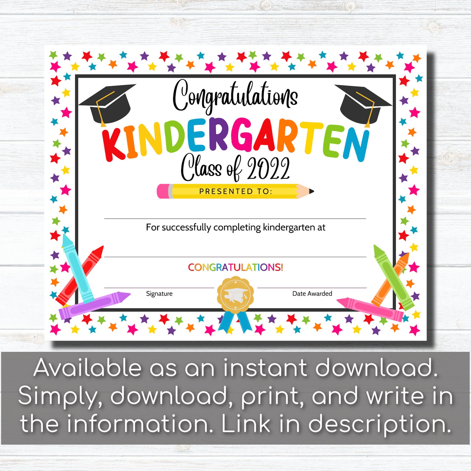 Editable Kindergarten Graduation Certificate Kindergarten - Etsy