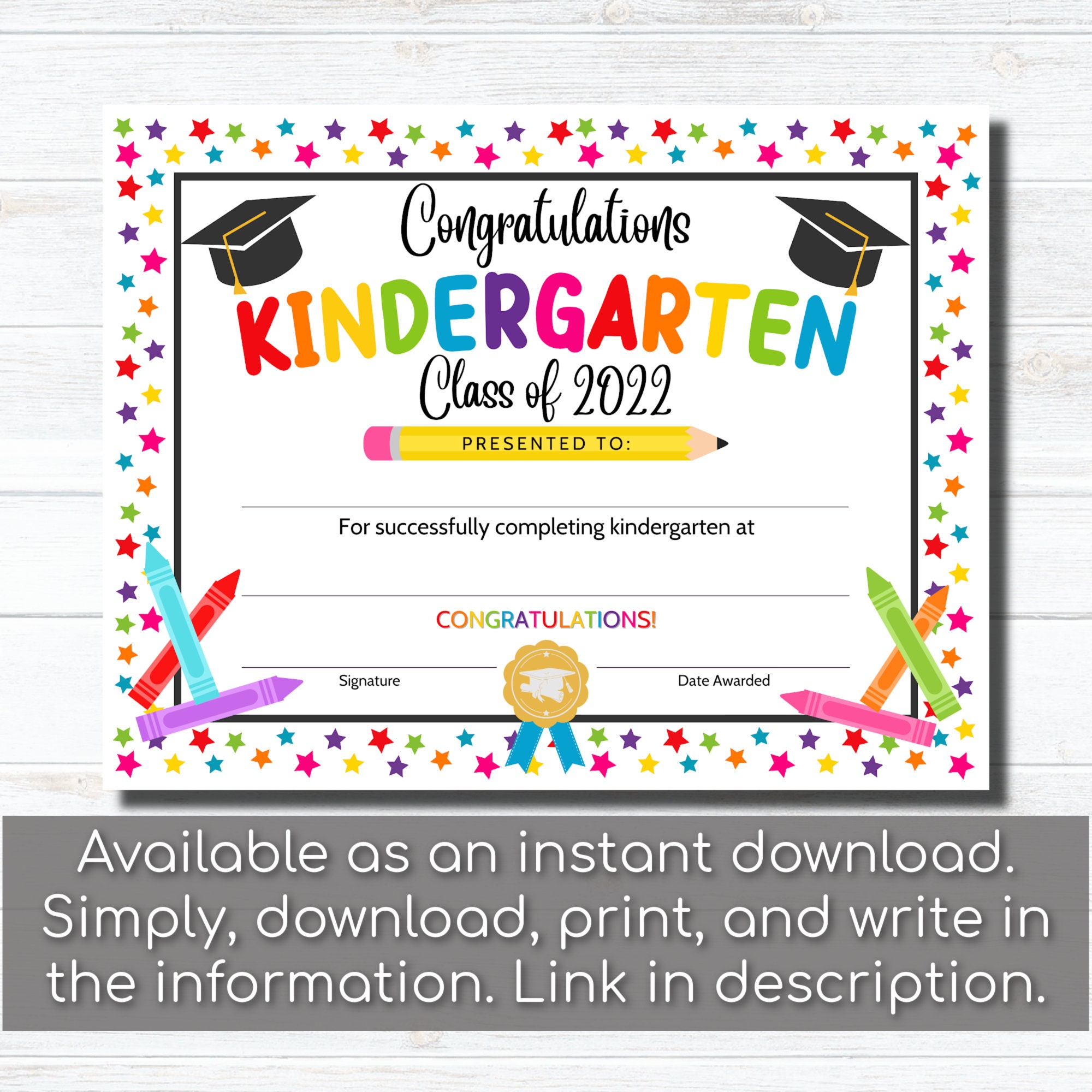 Editable Kindergarten Graduation Certificate Kindergarten - Etsy